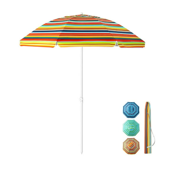 Topcobe 6.5 Feet Patio Beach Umbrella with Waterproof Polyester Fabric ...