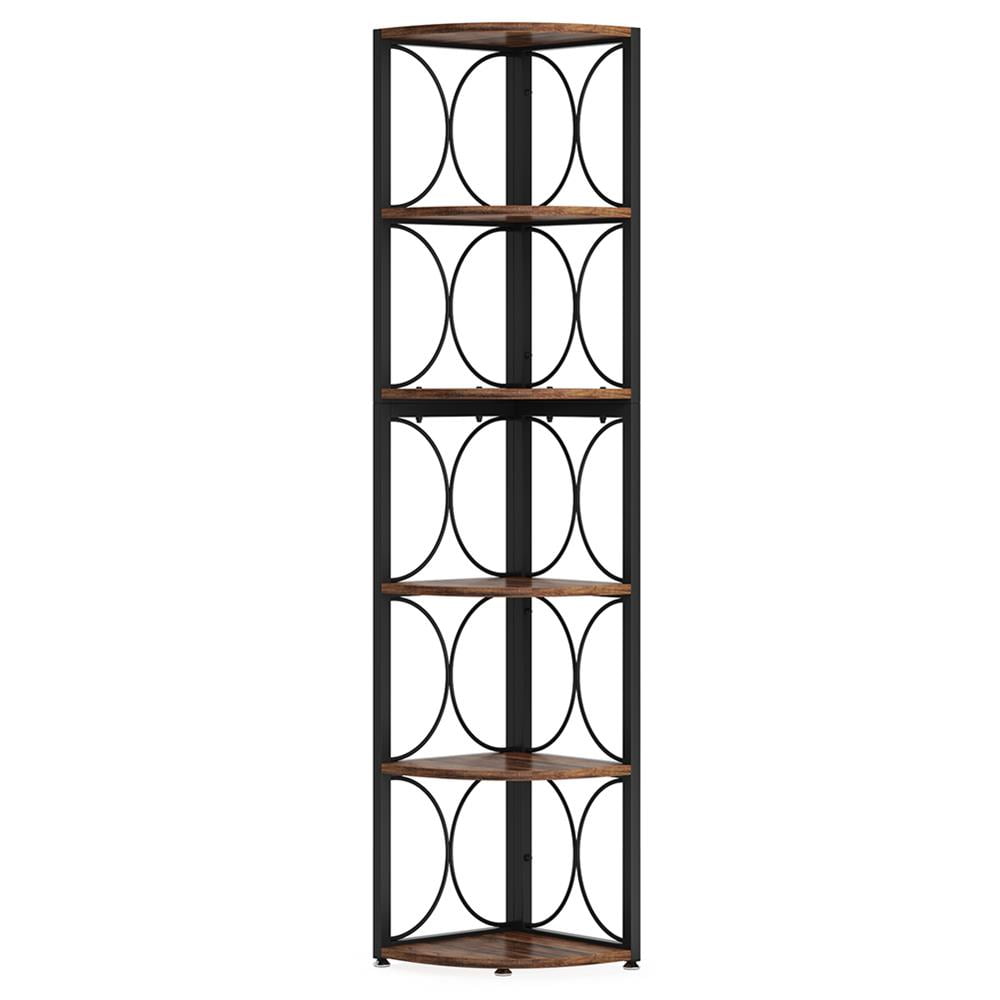 Topcobe 6-Tier Corner Shelf, 67" Corner Bookshelf Shelving Unit, Book ...