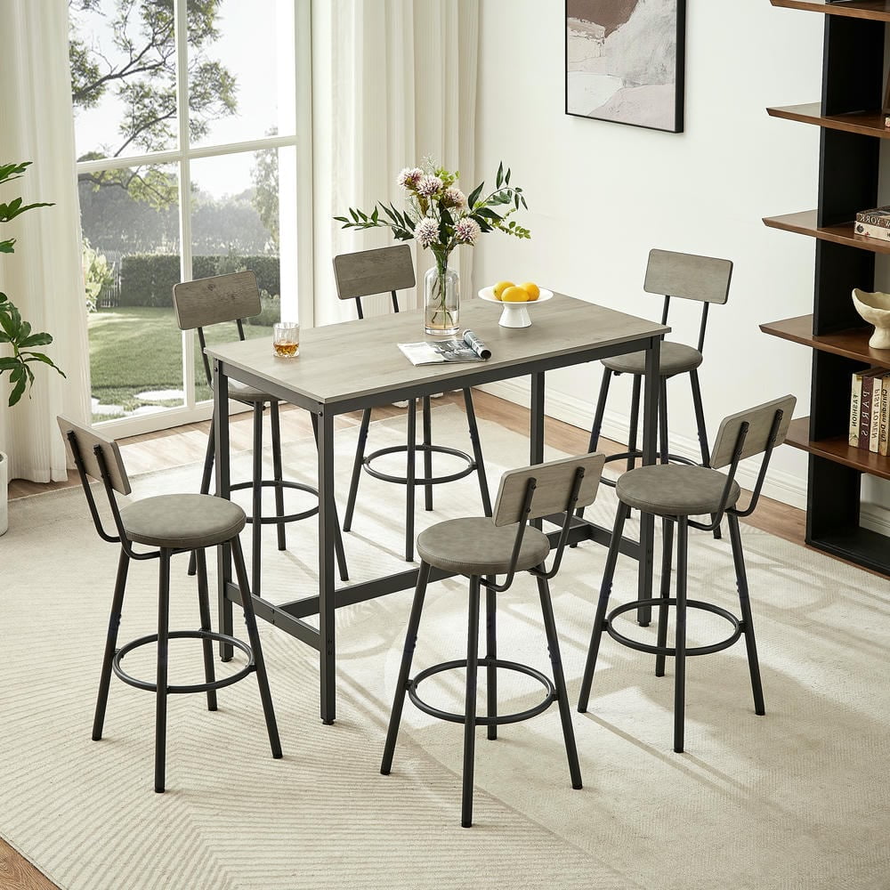 Topcobe 7 Piece Set Pub High Dining Table, Industrial Style Pub Table ...