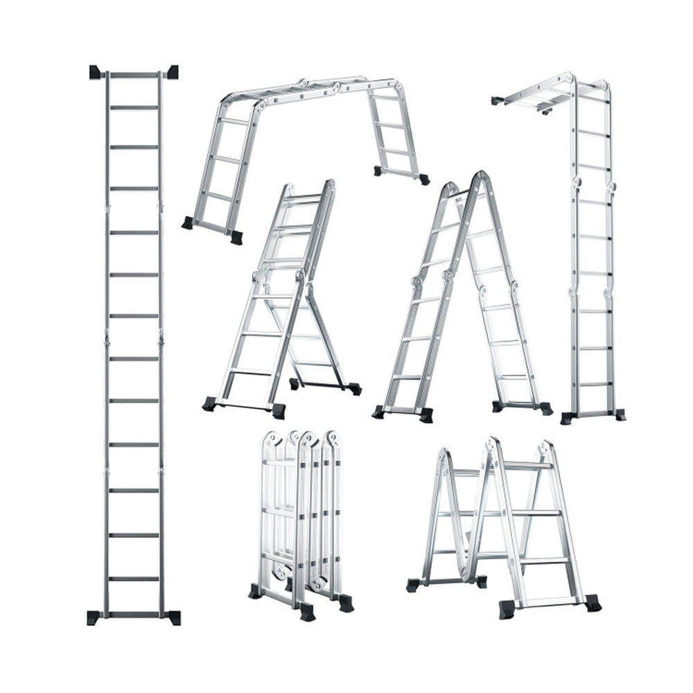 Topcobe 7-in-1 Folding Aluminum Ladder with Anti-Skid Pedal, Tools for ...
