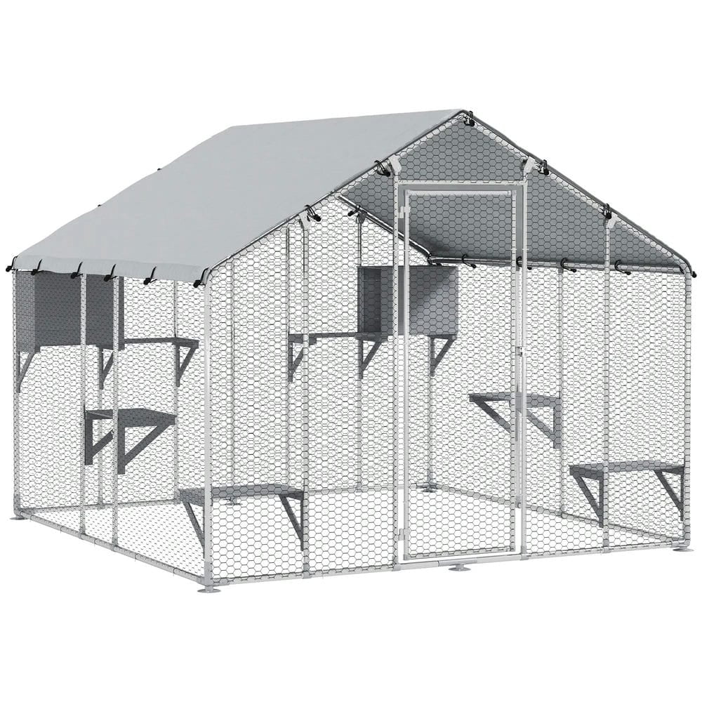 Topcobe 94.5" Extra Large Metal Outdoor Catio with Waterproof Cover, 2 ...
