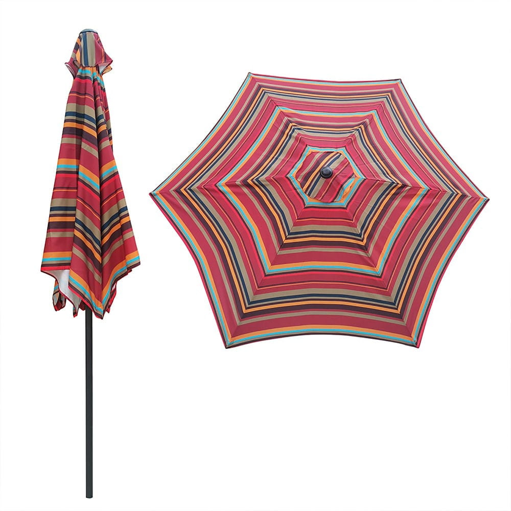 Topcobe 9Ft Stripes Fabric Tilt Umbrella, Outdoor Patio Umbrella ...