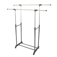 Ktaxon Movable Double Heavy Duty Rail Clothes Hanger with Adjustable ...