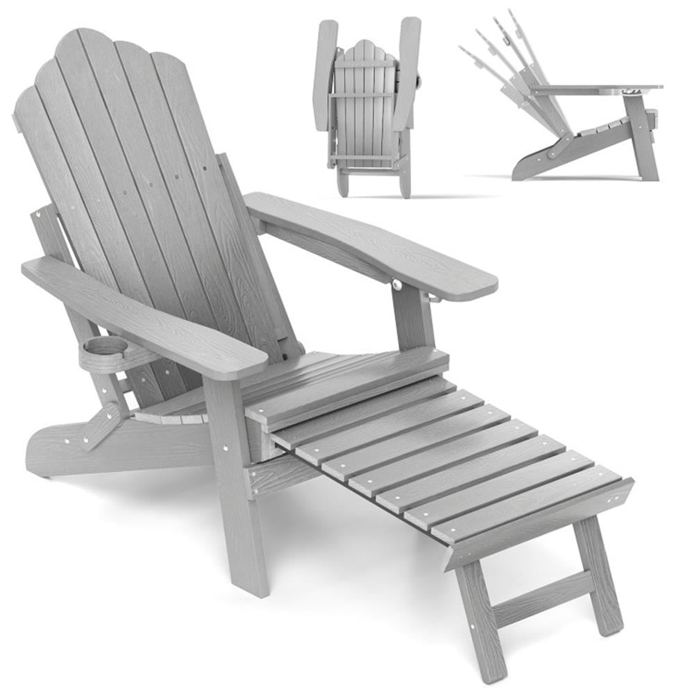 Topcobe All-Weather HIPS Patio Adirondack Lounge Chair with Retractable ...