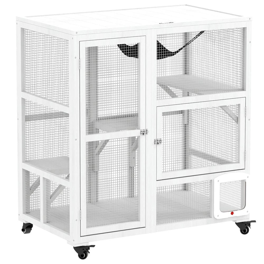 Topcobe Cat House, Indoor Cat Enclosure on Wheels with Openable Top, 39 ...