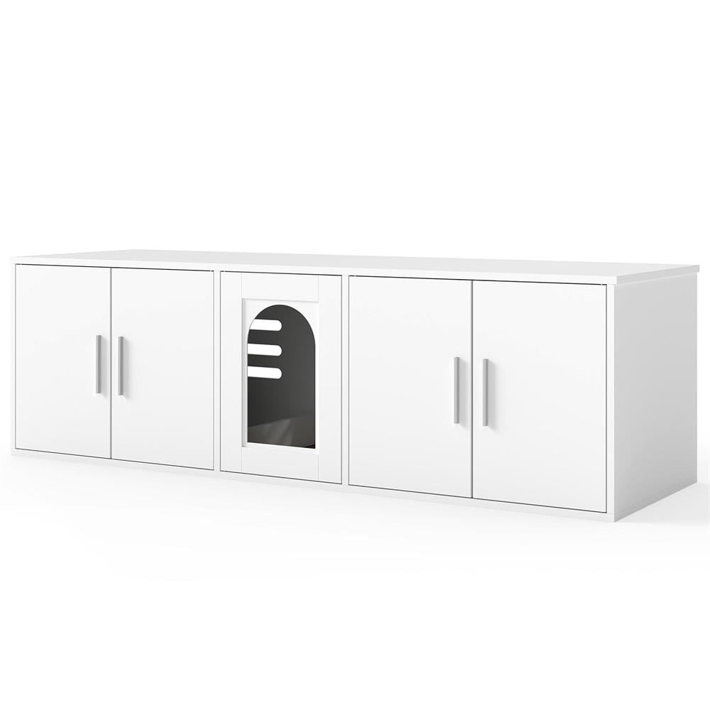 Topcobe Cat Litter Box Enclosure for 2 Cats with Double Rooms and Sisal ...