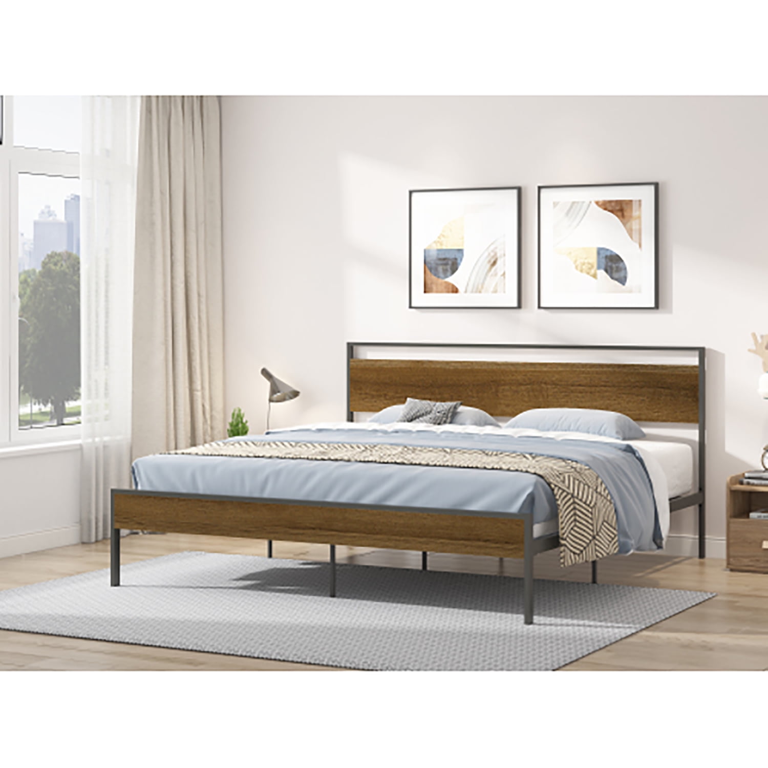 Topcobe Classic Metal Platform Bed Frame, Mattress Foundation with ...