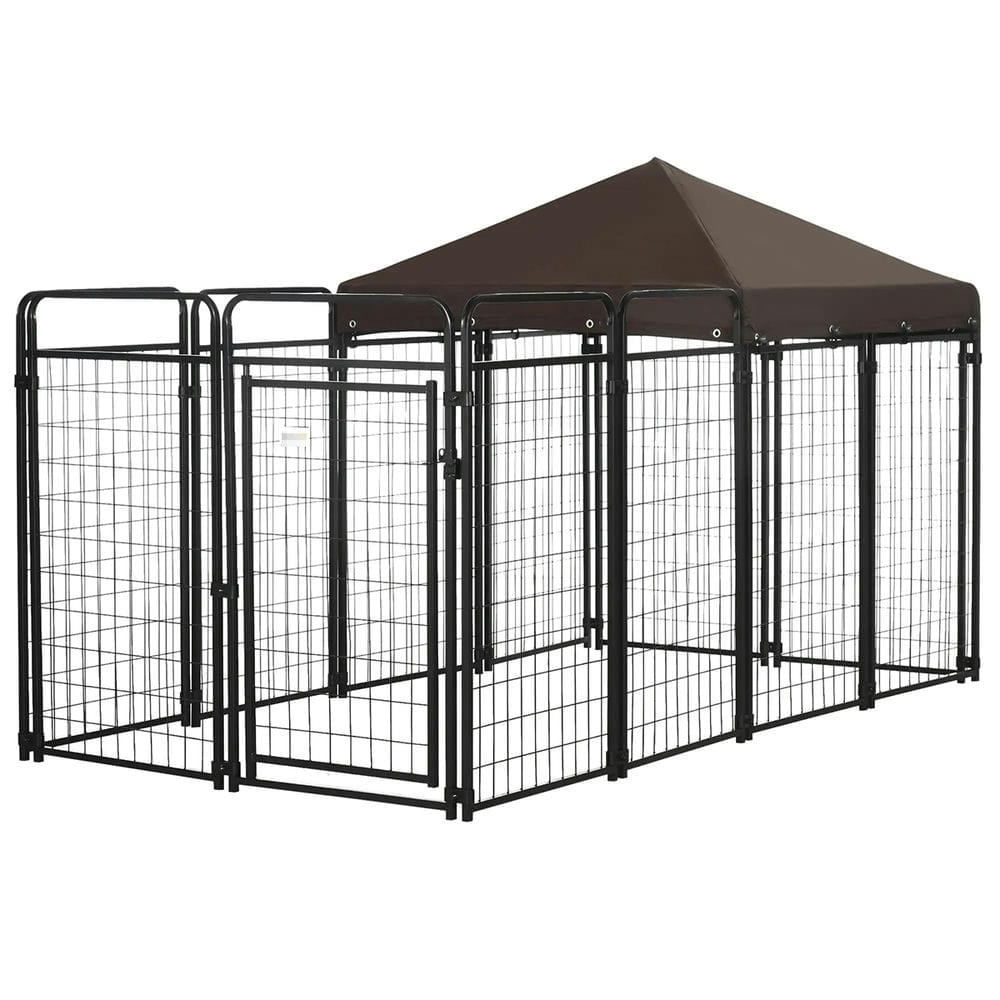 Topcobe Dog Kennel Outdoor with Waterproof Canopy, Dog Run with Chain ...