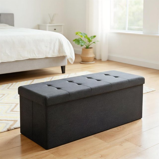 Topcobe Fabric Folding Storage with Divider Bed End Bench, Foldable ...