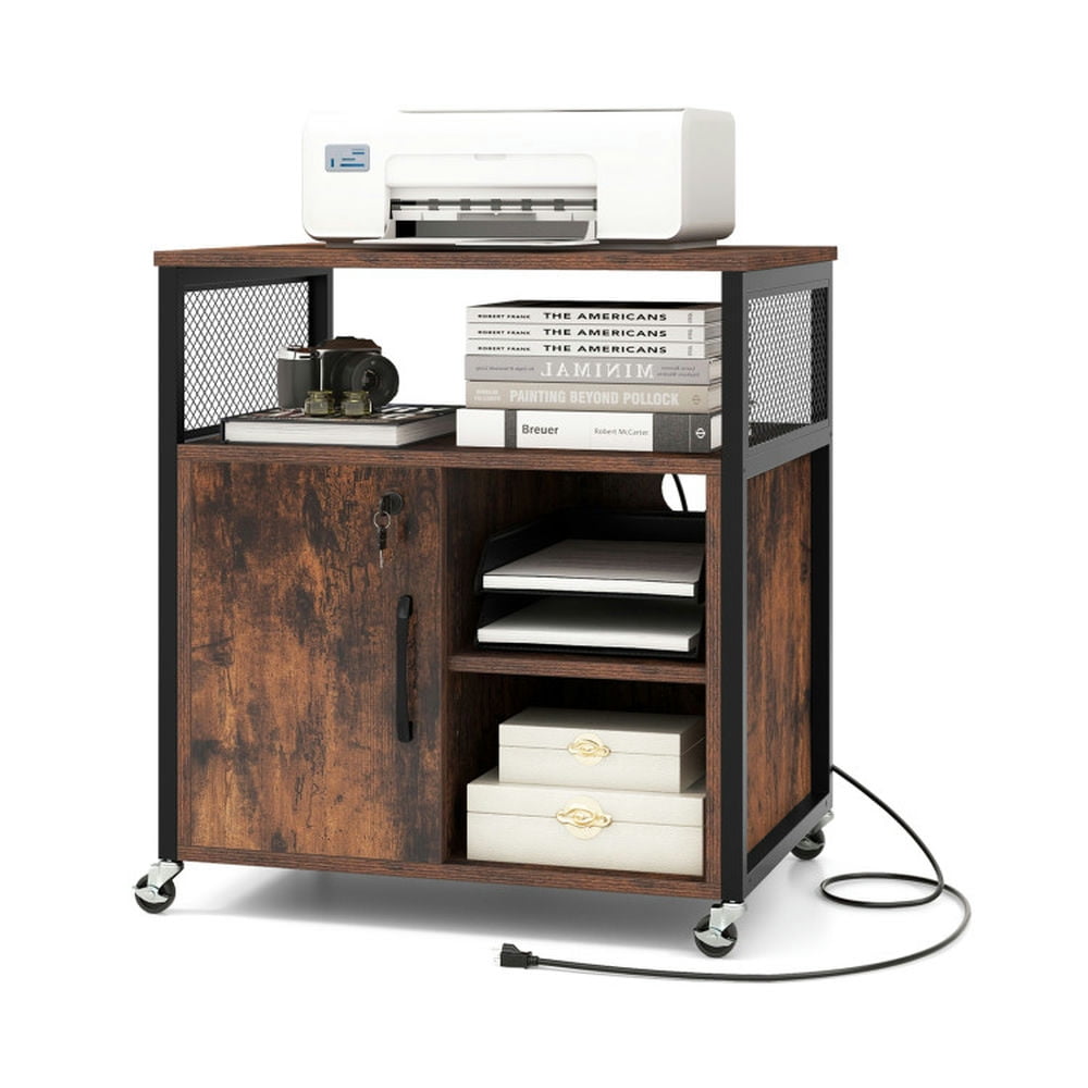 Topcobe File Cabinet on Wheels with Charging Station and Cable ...