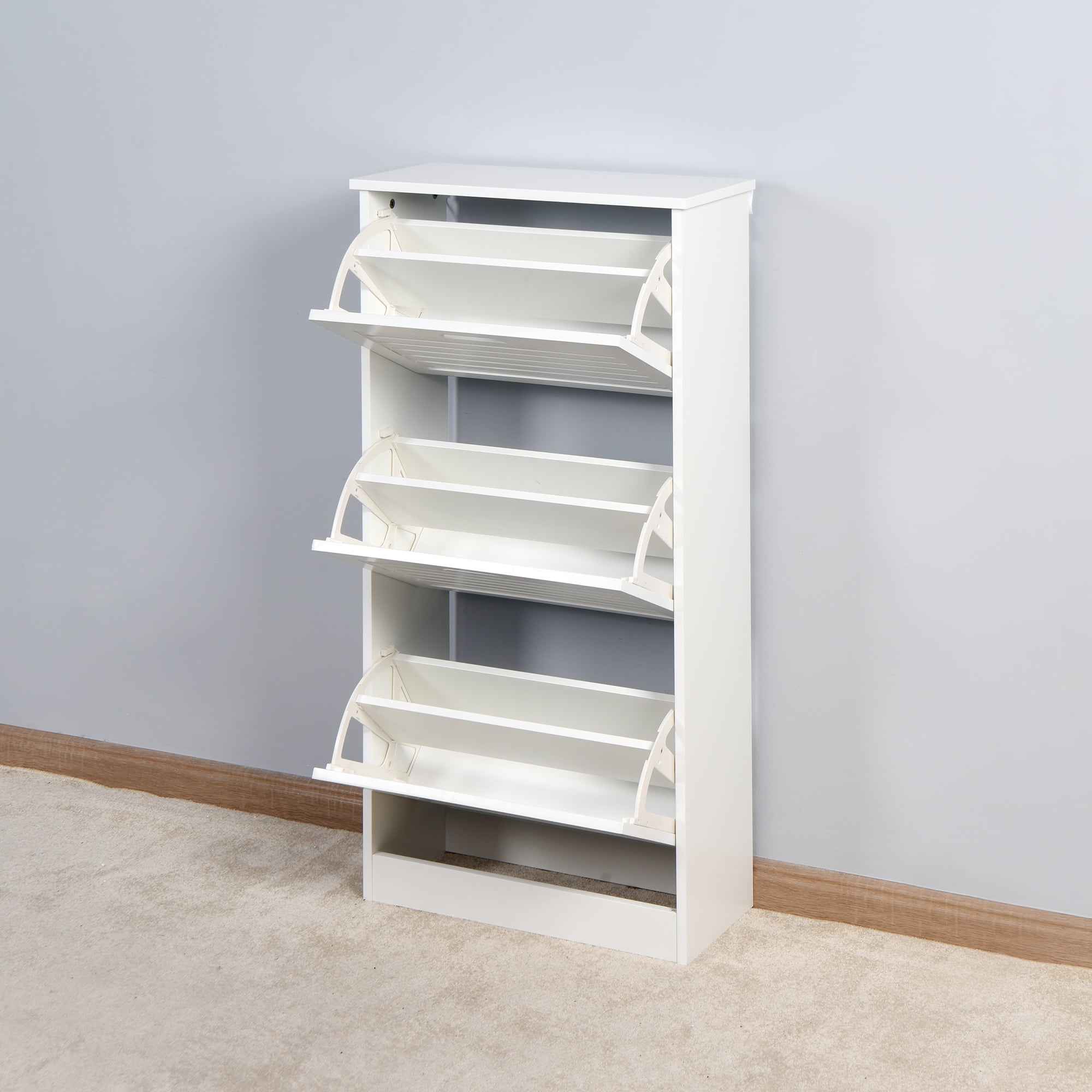 Topcobe Freestanding Shoe Rack with Shutter Doors & 3 Flip Drawers, 3 ...