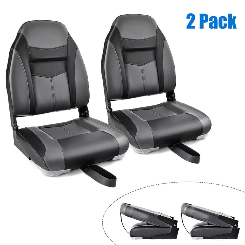 Topcobe High Back Folding Boat Seats with Black Grey Sponge Cushion and ...