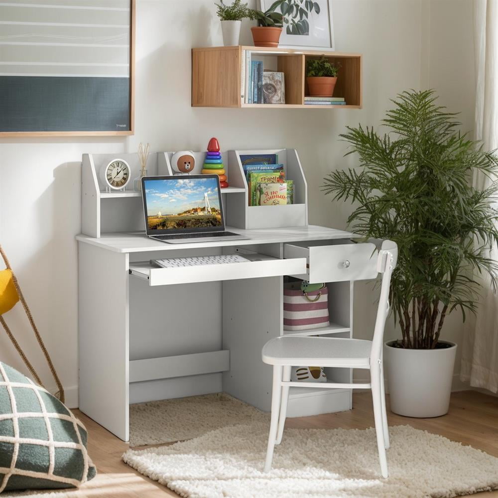 Topcobe Kids Study Desk Children Writing Table with Hutch Drawer ...