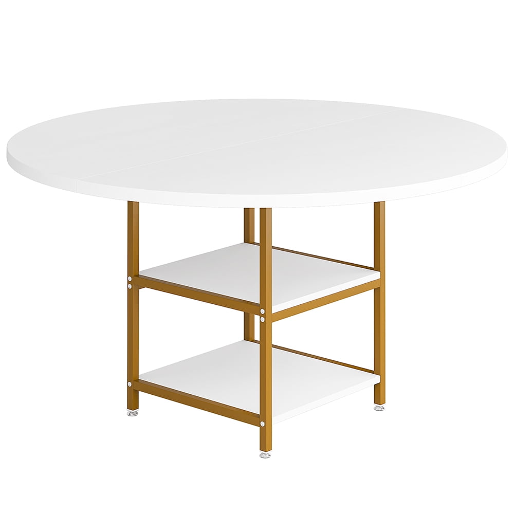 Topcobe Kitchen Table with Metal Frame for Dining Room, Modern Round ...