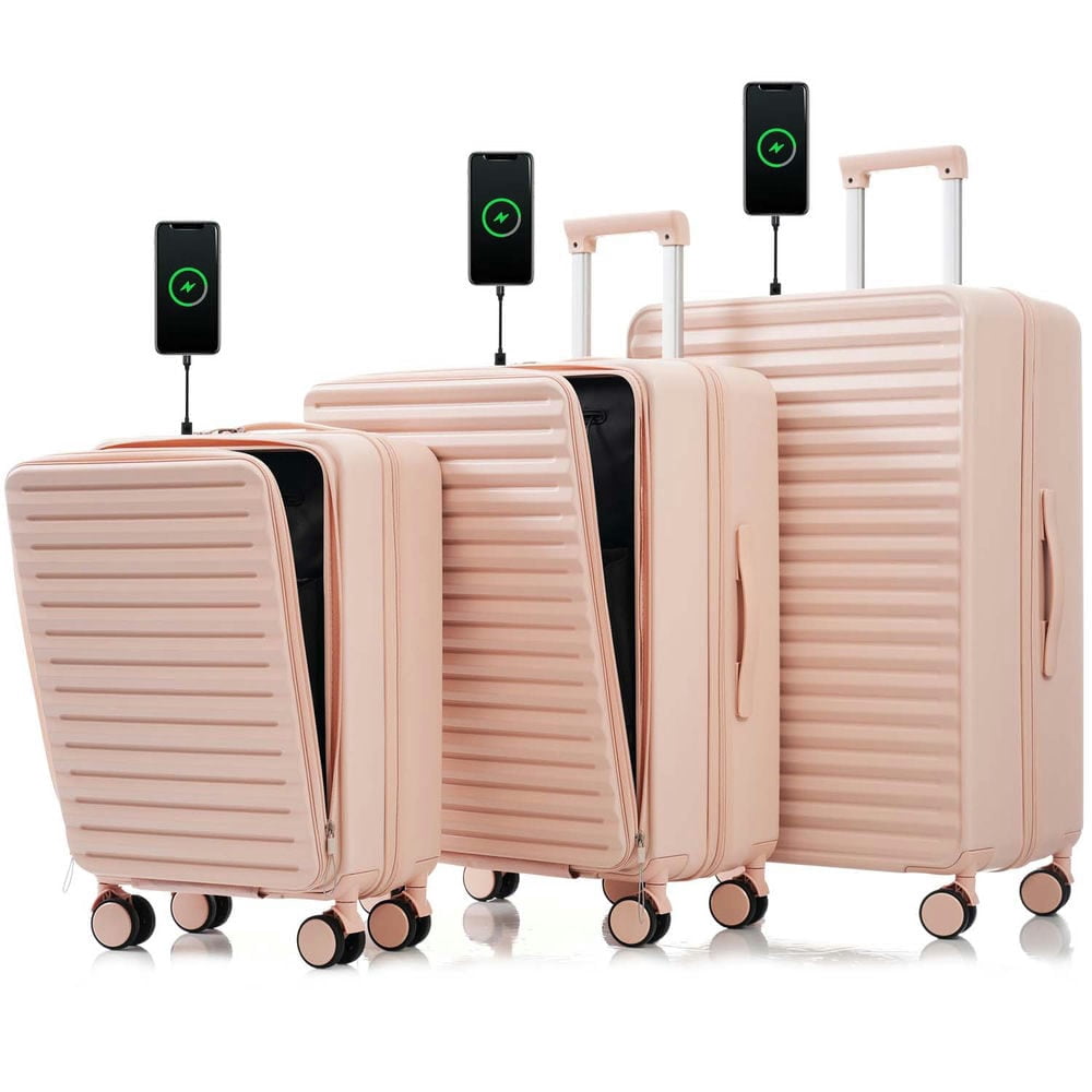Topcobe Luggage 4 Piece Sets, 20" 24" with Front Pocket, Hard Shell ...
