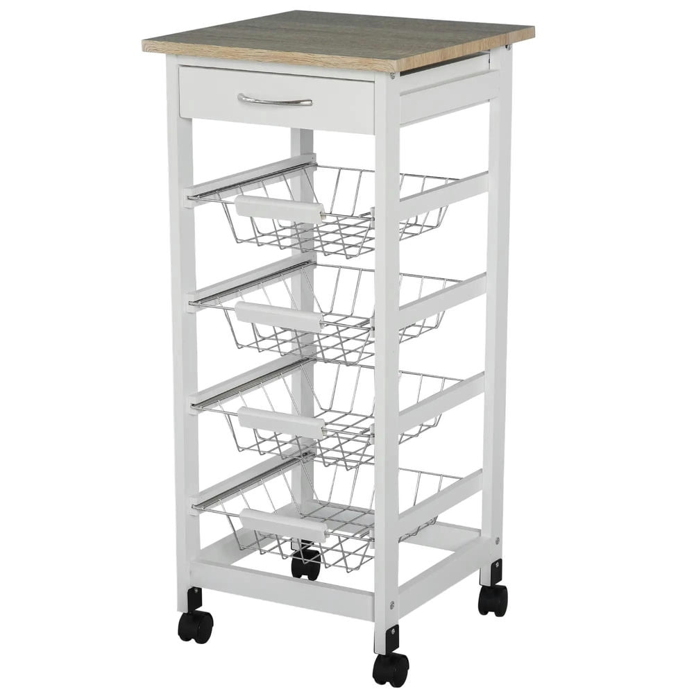 Topcobe Mobile Kitchen Cart, Rolling Kitchen Island with Storage, Solid ...