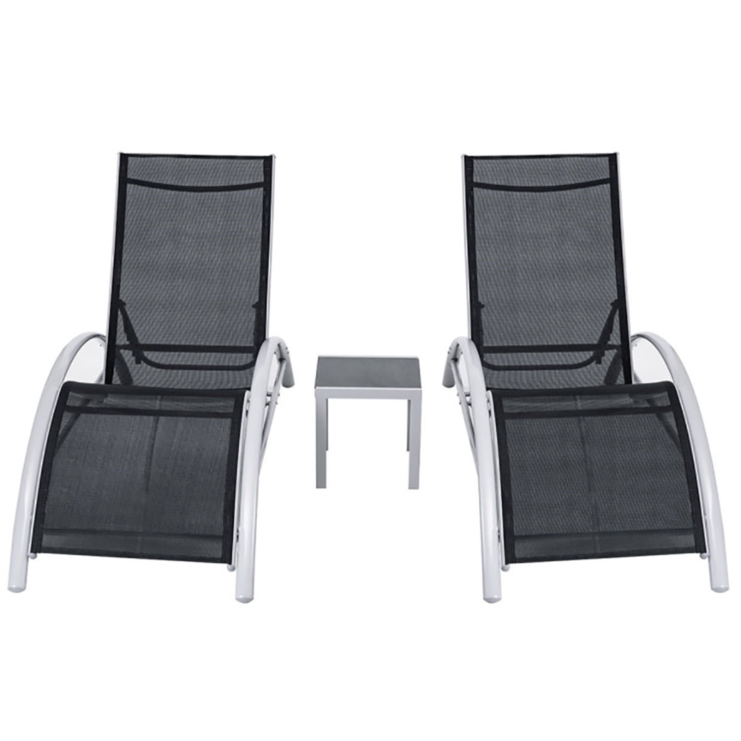 Topcobe Outdoor Patio Pool Lounger Set, Pool Lounge Chairs Set of 3 ...