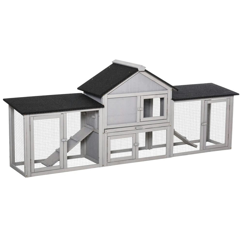 Topcobe Outdoor Rabbit House 83" 2 Story Deluxe XL Wooden Rabbit Hutch ...