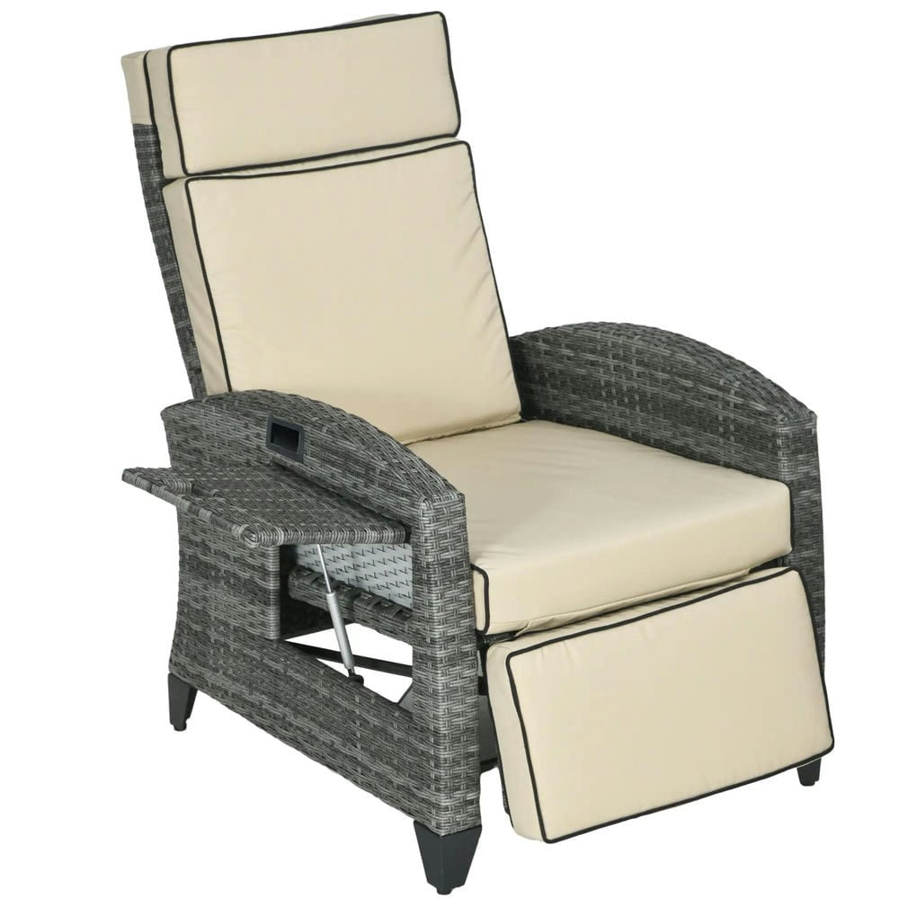 Topcobe Outdoor Recliner Chair with Cushions, Reclining Patio Lounge ...