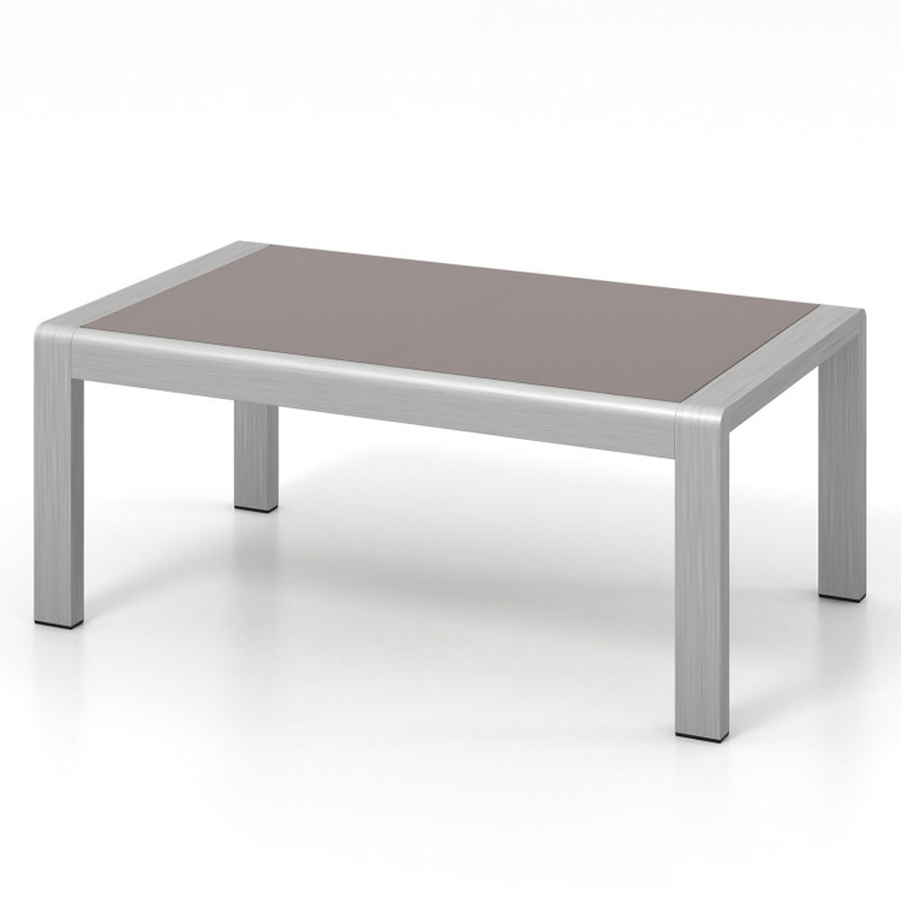 Topcobe Outdoor Rectangle Coffee Table with Tempered Glass Tabletop for ...