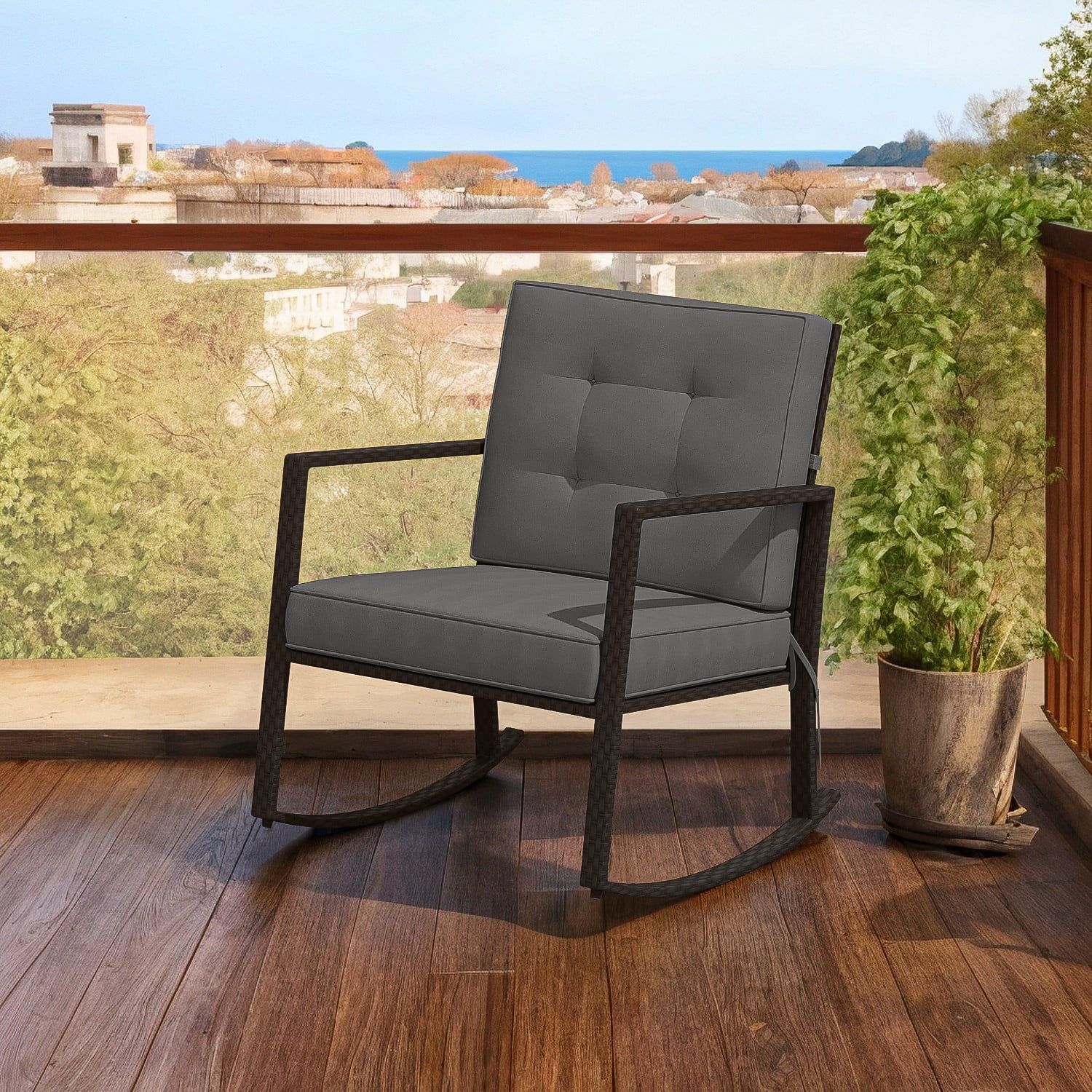 Topcobe Outdoor Rocking Chair, Patio Rocker Chair, Weather Resistant ...
