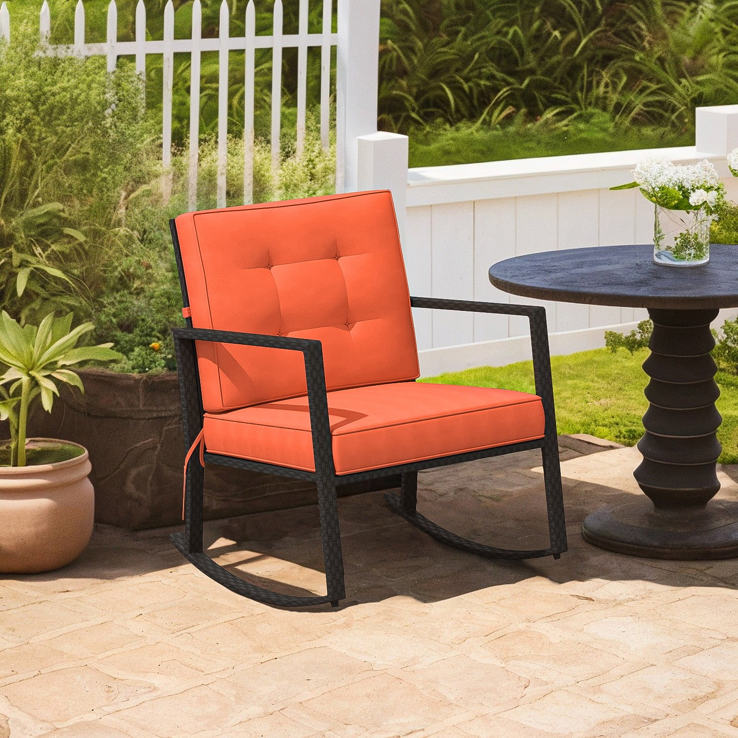 Topcobe Outdoor Rocking Chair, Patio Rocker Chair, Weather Resistant ...