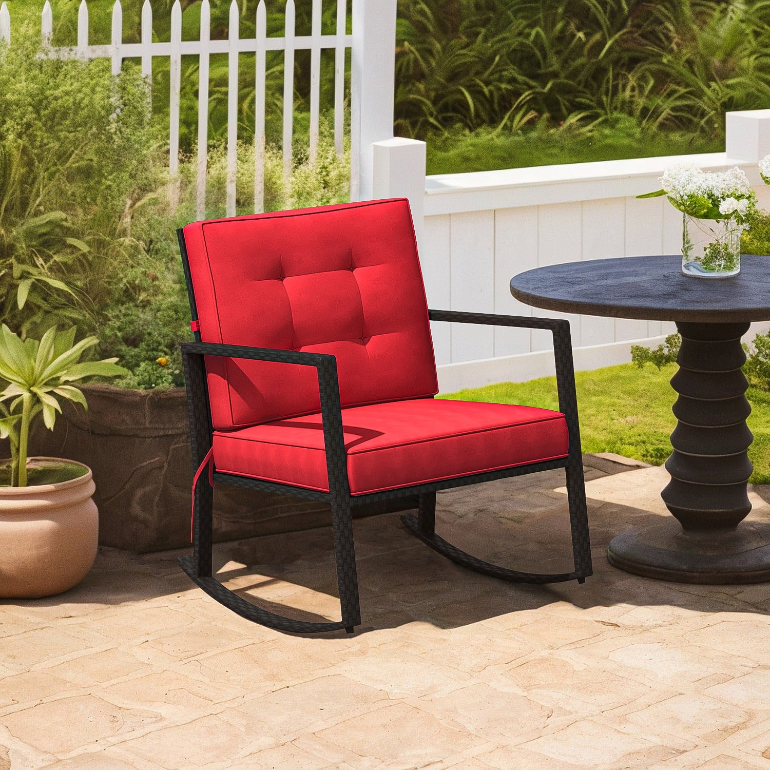 Topcobe Outdoor Rocking Chair, Patio Rocker Chair, Weather Resistant ...