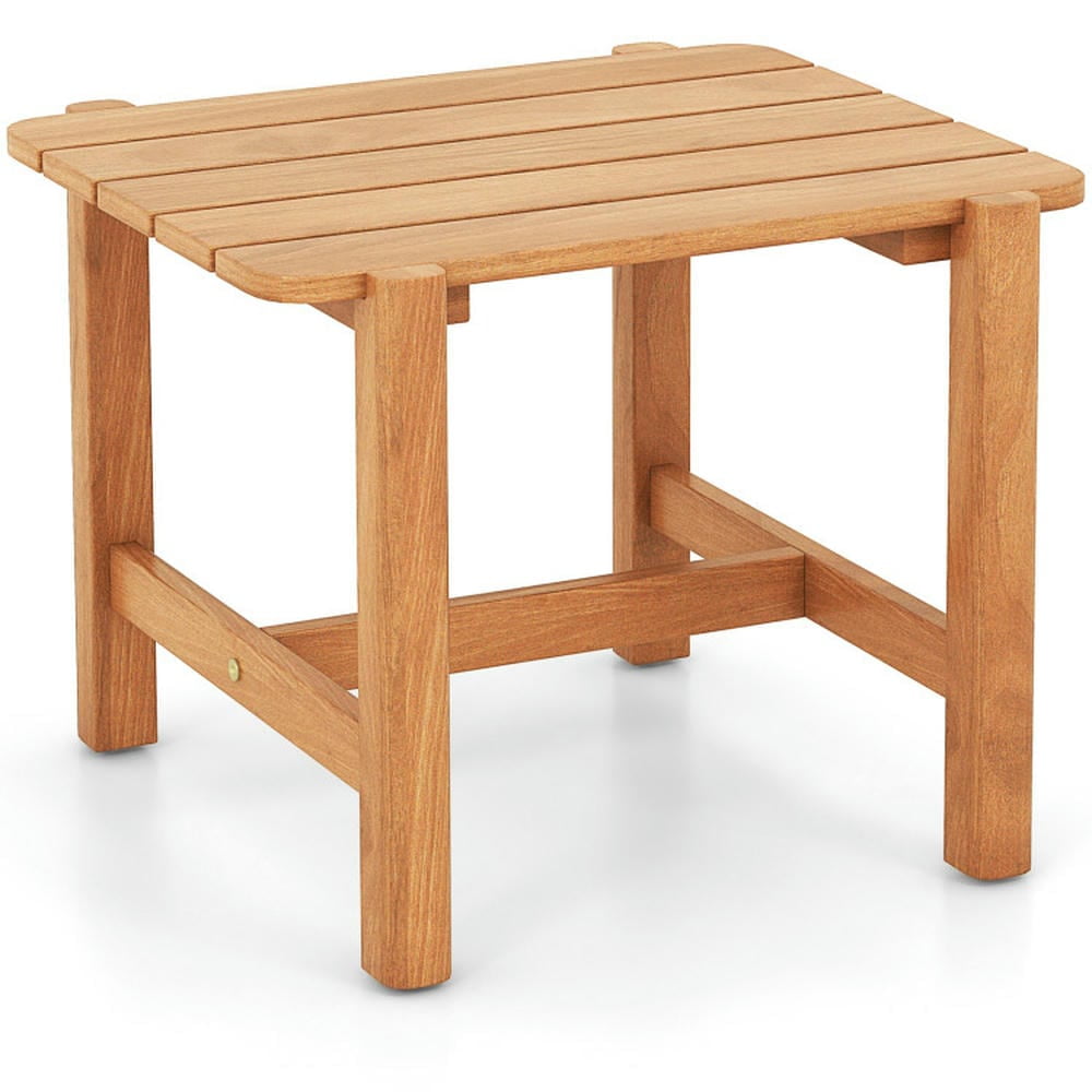 Topcobe Patio Teak Wood Side Table with Slatted Tabletop for Yard ...