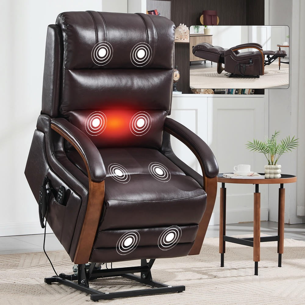 Topcobe Power Brown Leatheraire Lift Recliner Chair Dual Motor Infinite ...
