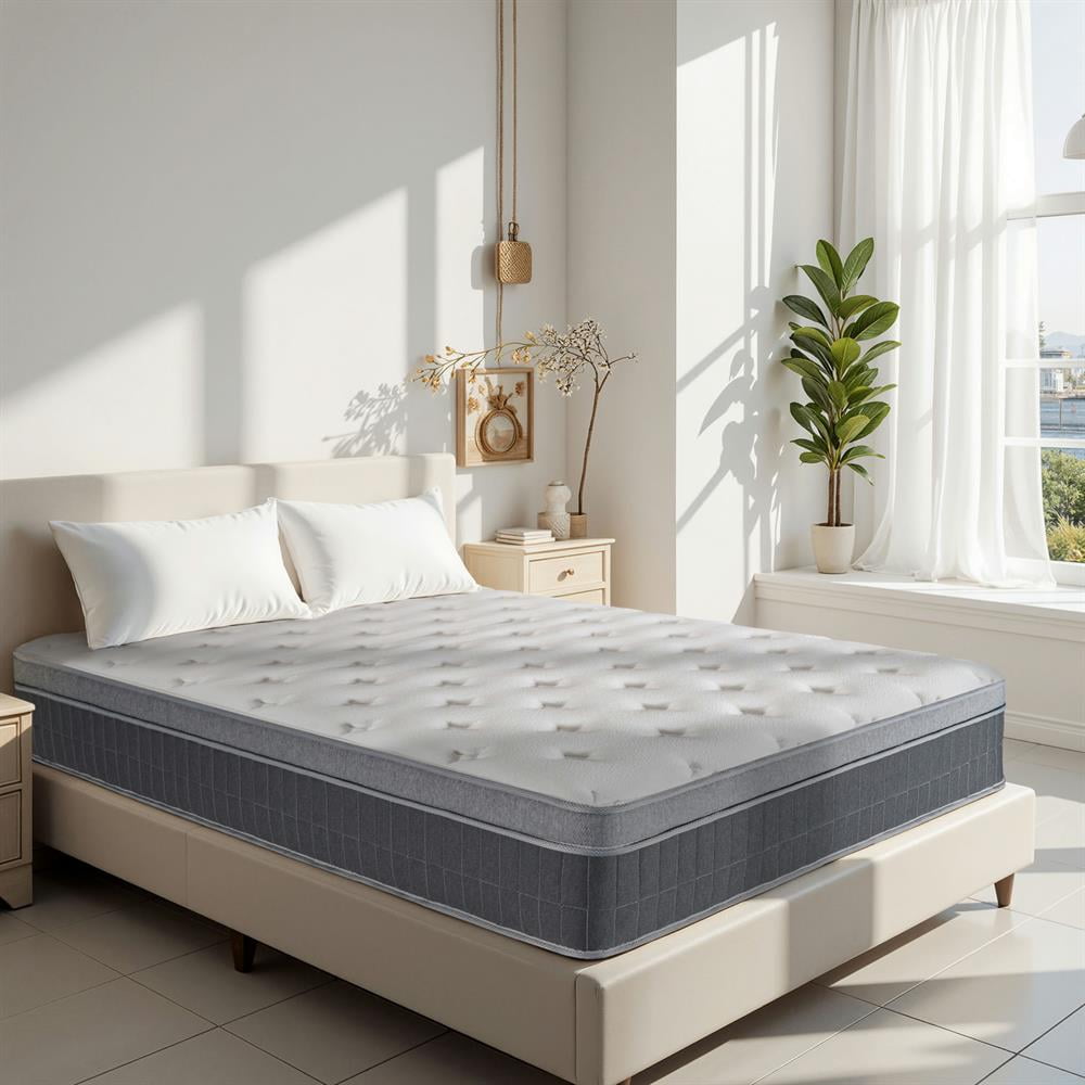 Topcobe Queen Mattress, 14" High, Plush Memory Foam Hybrid, Pocketed Spring Support, Motion ...