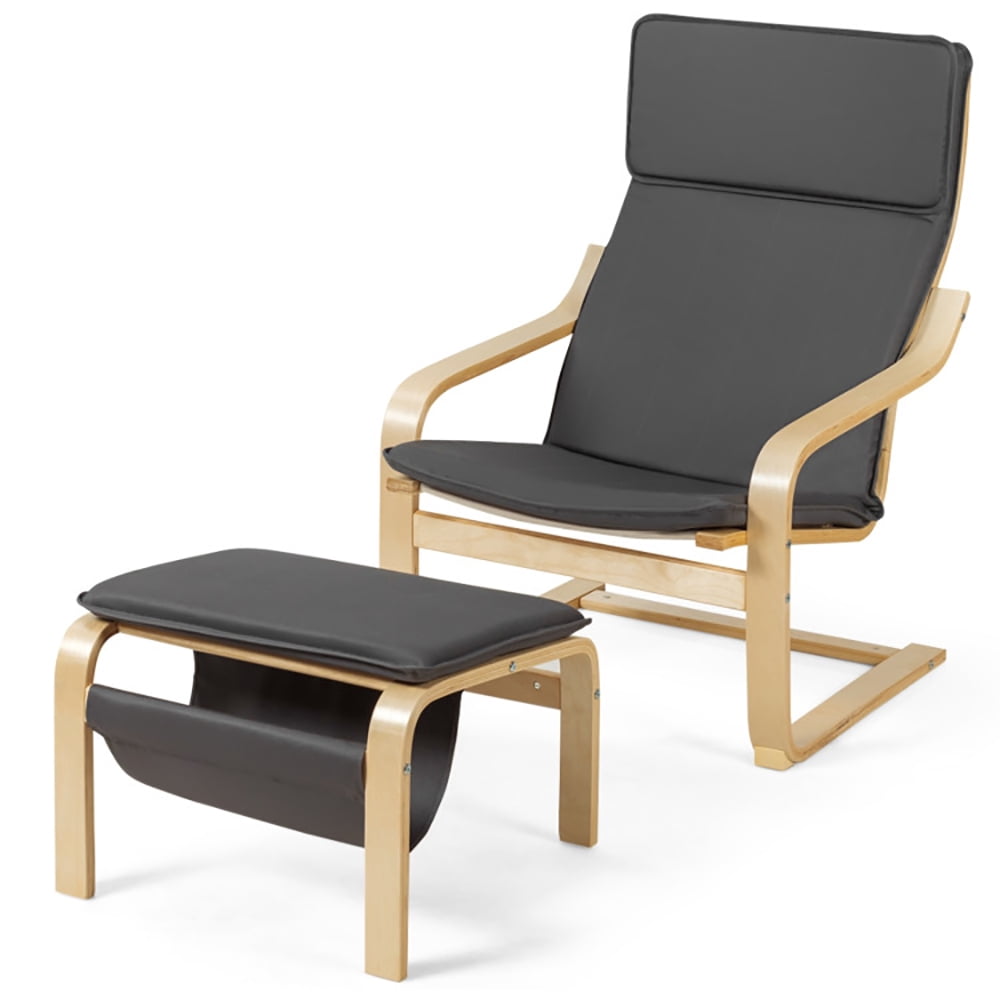 Topcobe Relax Bentwood Lounge Chair Set with Magazine Rack, Modern ...