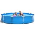 Topcobe Round Above Ground Swimming Pool with Pool Cover, Swimming Pool ...