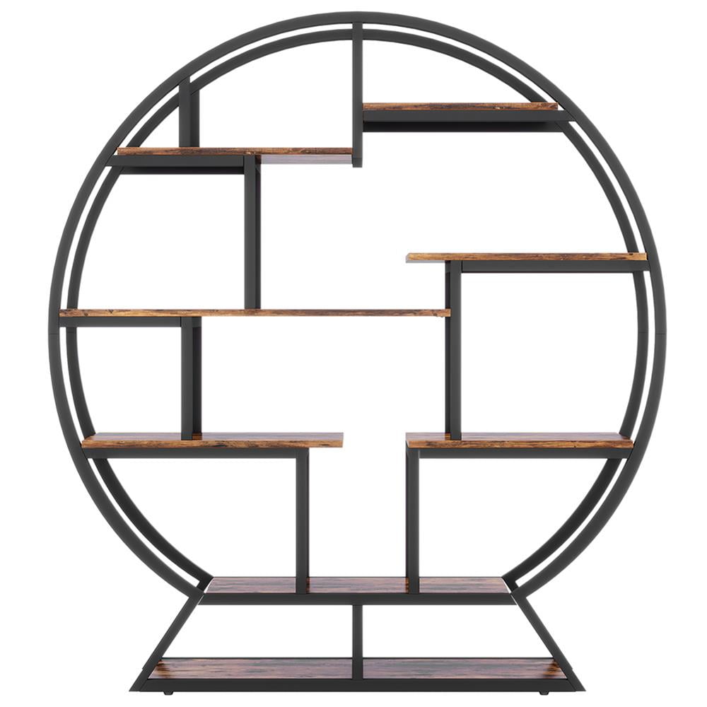 Topcobe Round Bookshelf, 63 Inch Etagere Bookcase with Staggered ...