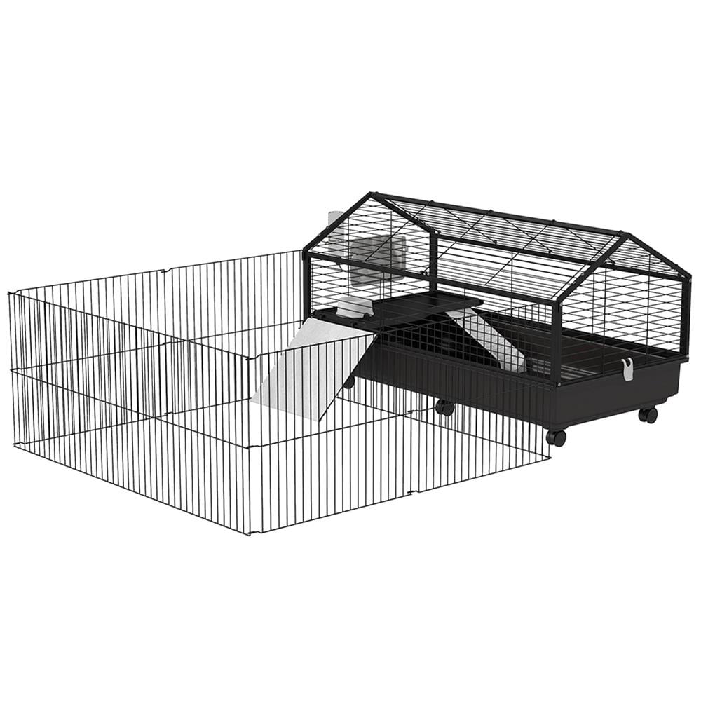 Topcobe Small Animal Playpen Cage with Rolling Caster, Water Bottle 46. ...
