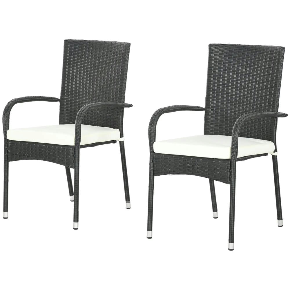 Topcobe Stackable PE Rattan Outdoor Dining Chairs with Cushion, Patio ...