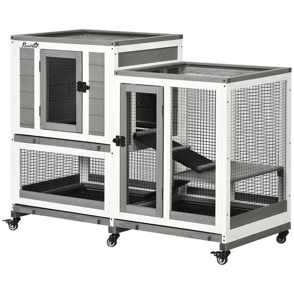 Topcobe Three Story Wooden Rabbit Cage Bunny Hutch, Indoor Outdoor Pet ...