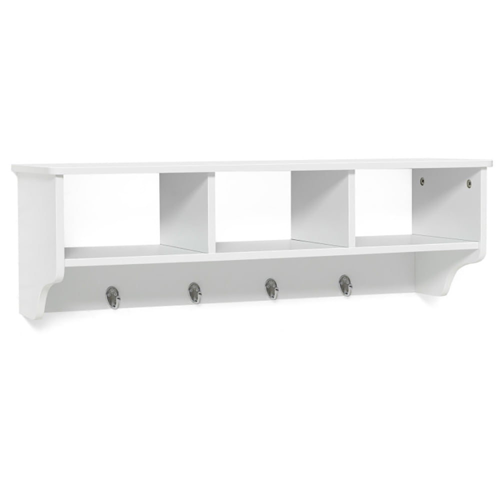 Topcobe Wall Mount Cubby Organizer Hooks Entryway Storage Shelf ...