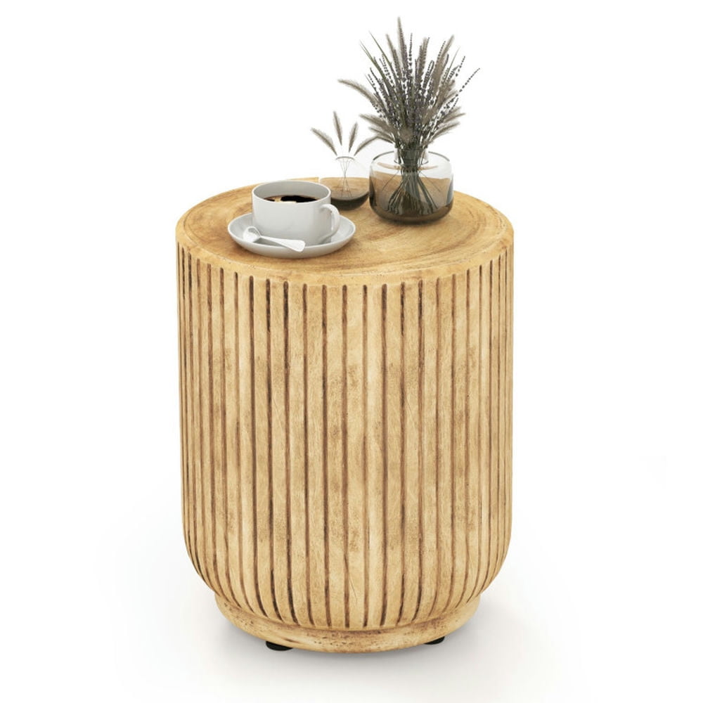 Topcobe Weather Resident Rock End Table with Wood Grain, Outdoor Patio ...