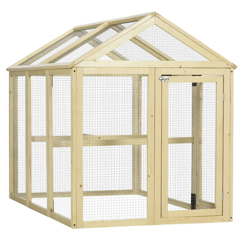 Topcobe Wooden Chicken Run, Combinable Design with Perches, 4.6' x 2.8 ...