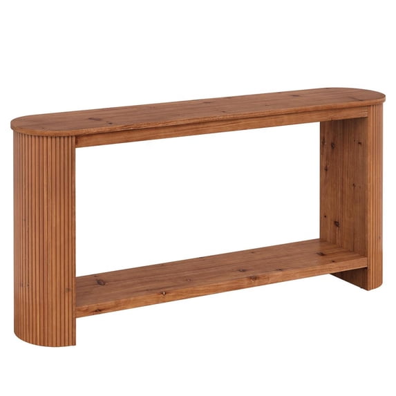 Topcobee 63" Wood Console Table, Farmhouse 2-Tier Sofa Entryway Table ...