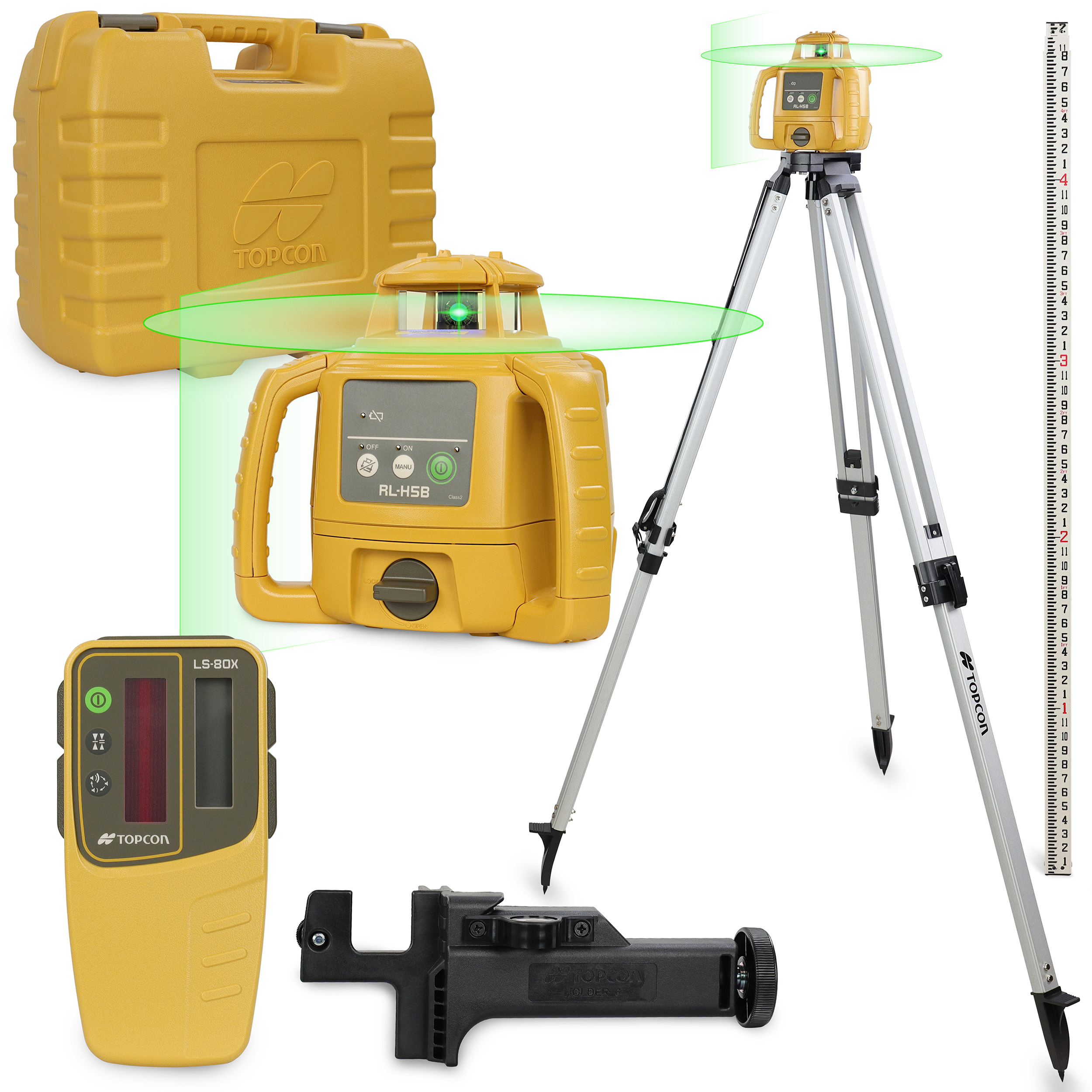 Topcon RL-H5B Laser 360 Leveler - LS-80X Receiver - Tripod and Inch ...