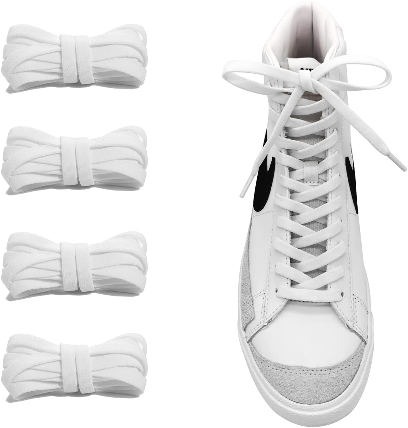 Topdatry 5/16" Flat Elastic Shoe Lace, Shoelaces Strings Replacement ...