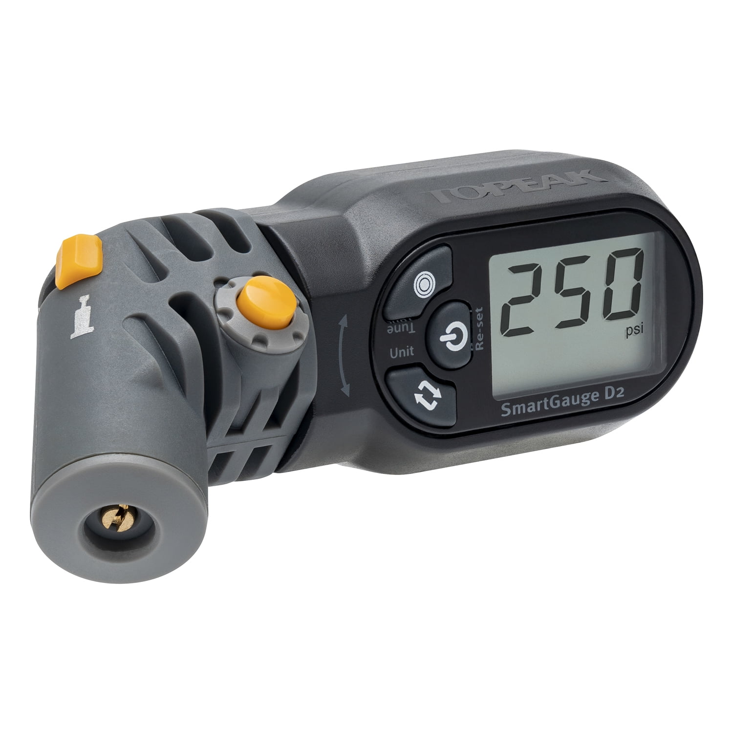 Topeak SmartGauge D2, Digital Air Pressure Gauge for Presta/Schrader Valves, 250psi, for Tires ...