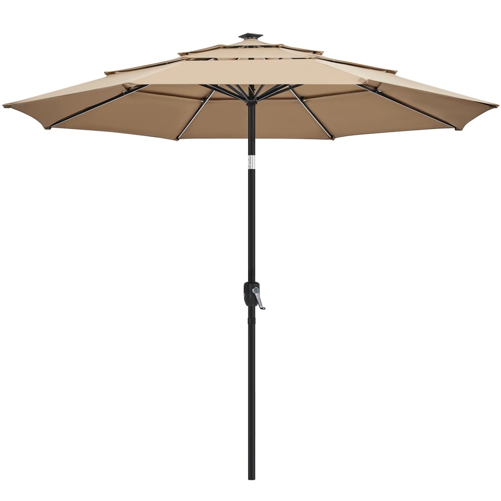 Topeakmart 10Ft Outdoor Patio Parasol with Color Changing LED Strip ...