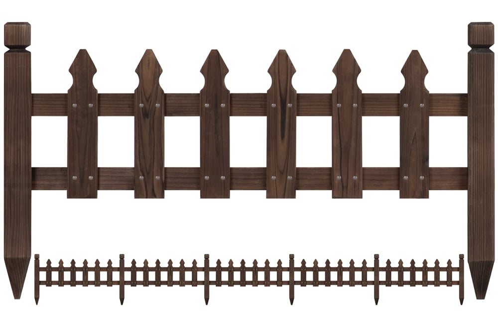 Topeakmart Wood Garden Picket Fence Landscaping Edge Sections, 11.5'' H ...