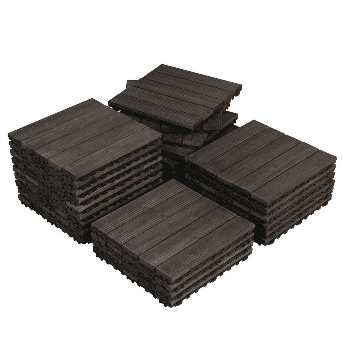 Topeakmart 12x12 Wood Deck Tiles, Interlocking, Fir Wood, Set of 27 ...
