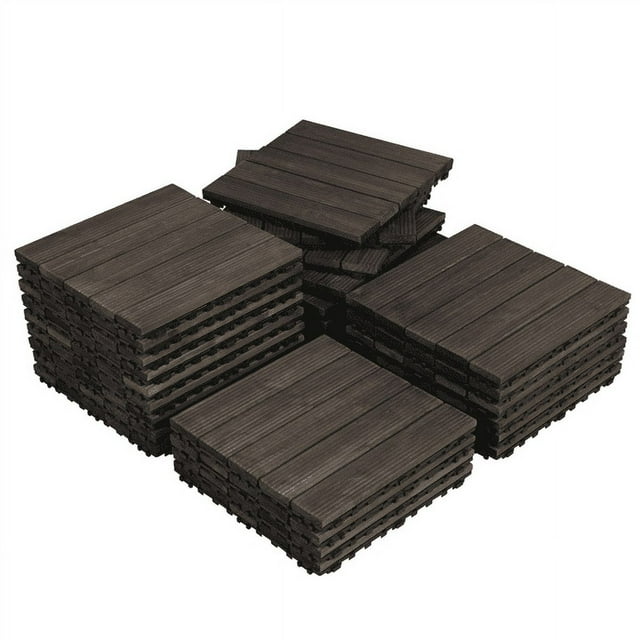 Topeakmart 12x12″ Interlocking Wood Deck Tiles for Patio, Outdoor and ...