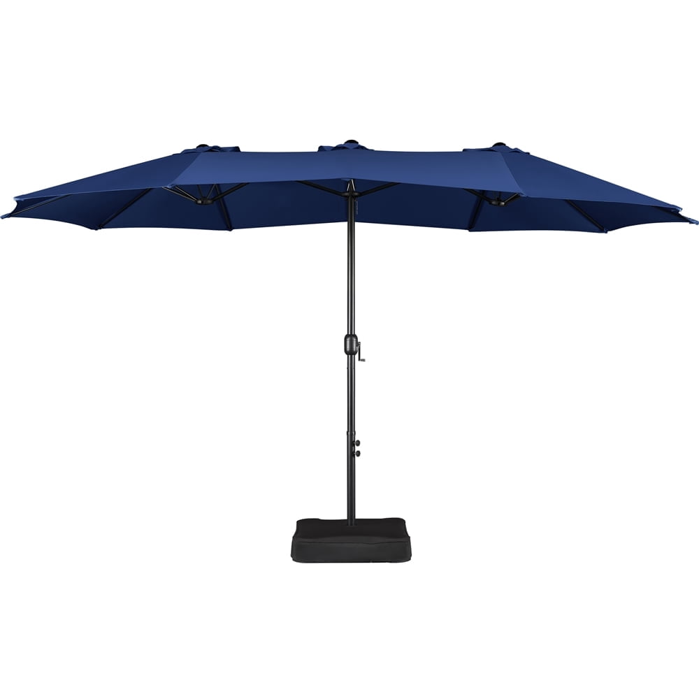 Topeakmart 15ft Patio Parasol Triple-size Canopy with Crank, Navy Blue ...
