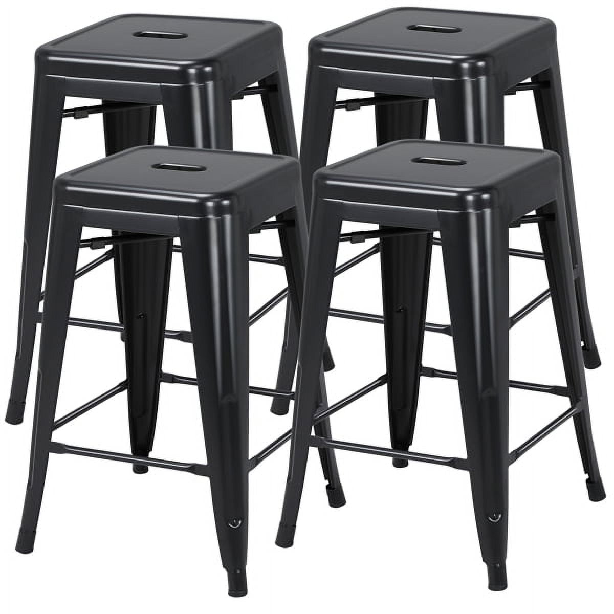 Topeakmart 24''Backless Stackable Bar Stools Metal Counter Height ...