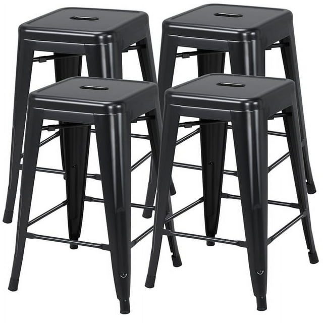 Topeakmart 24''Backless Stackable Bar Stools Metal Counter Height ...